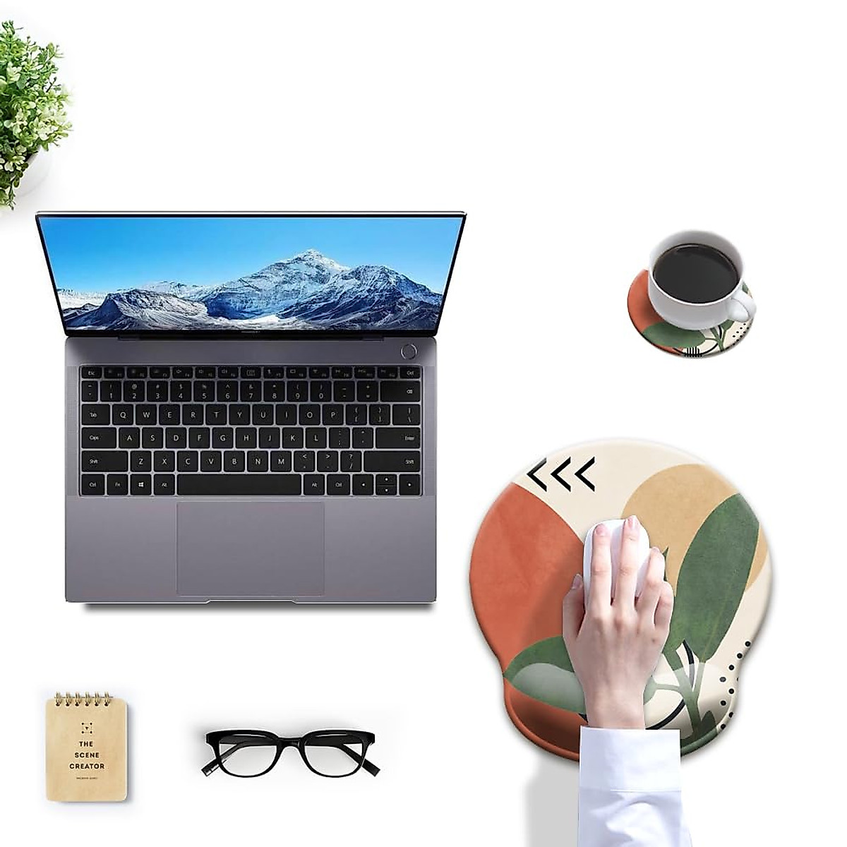 HOPONY Ergonomic Mouse Pad with Wrist Support Gel Mouse Pad with Wrist Rest, Comfortable Computer Mouse Pad for Laptop, Pain Relief Mousepad with Non-Slip Rubber Base, 9 x 10 in,Modern Abstract