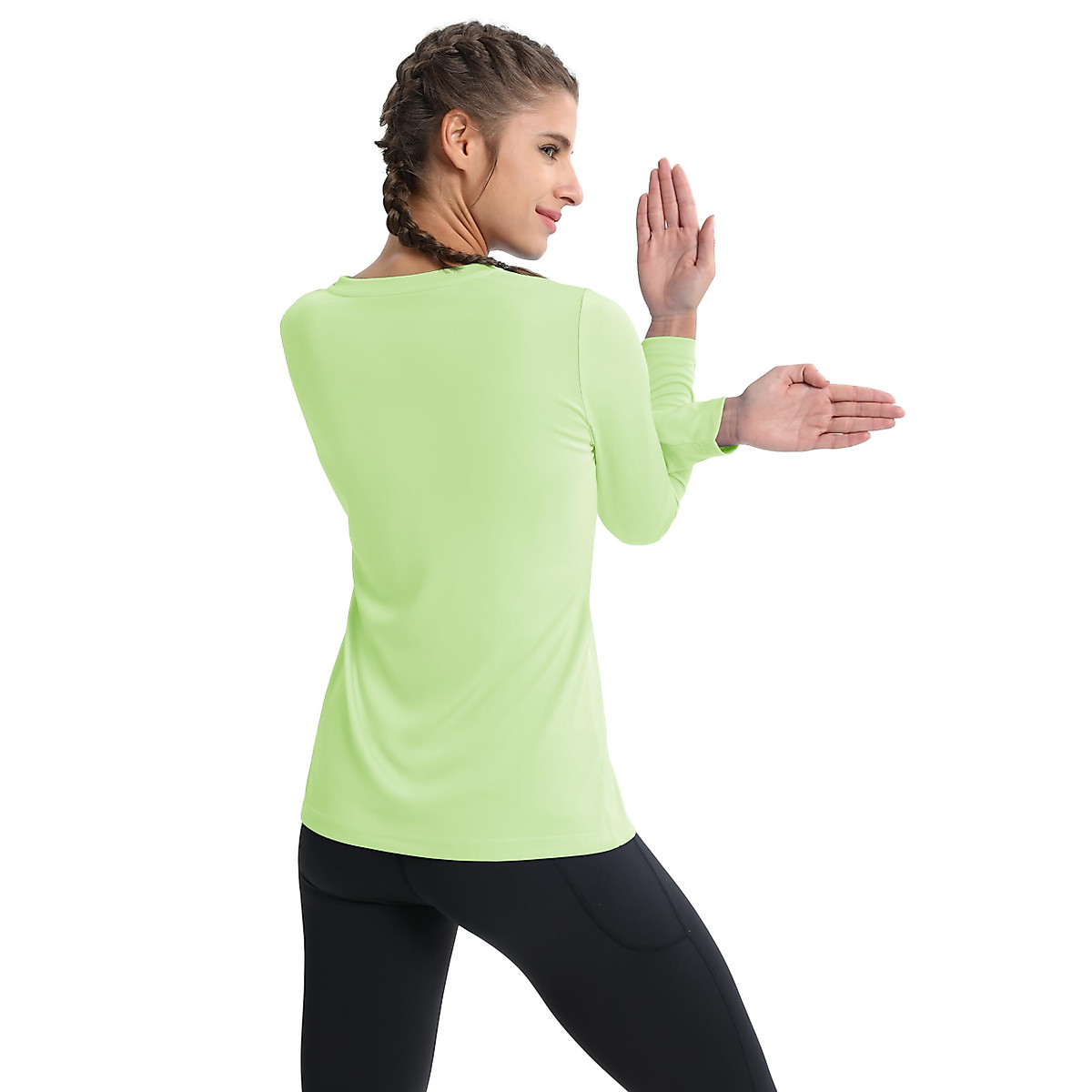 MAGCOMSEN Womens UPF 50+ Sun Protection Shirt Long Sleeve UV Shirt Lightweight Quick Dry Hiking Outdoor Pale Green, M