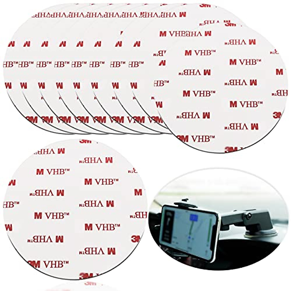 10 Pack 80mm (3.15") Circular Double Sided Sticky Pads, Strong Car Sticky Adhesive Replacement for Car Mount Mounting Holder Disk Windshield GPS Camera Lock Sucker Suction Cup Hook Dashboard Bracket