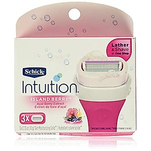 Schick Intuition Island Berry Womens Razor Refills with Acai Berry Extract, Pack of 3