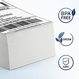 iDPRT Shipping Labels - 4×6 Thermal Direct Shipping Label, Fan-Fold Labels, Thermal Shipping Label for Label Printer, 500 Labels Per Stack, Address Blank Labels for Office, Strong Adhesive Labels
