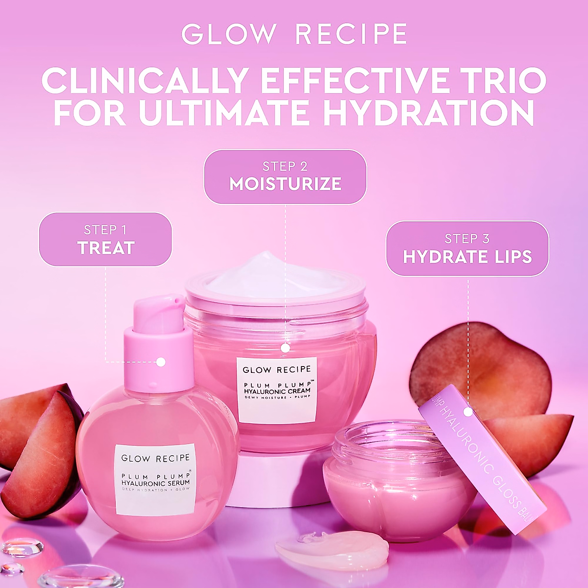 Glow Recipe Plum Plump Hyaluronic Acid Lip Balm - Overnight Lip Mask, Lip Treatment or Moisturizing High-Shine Lip Gloss - Plumping & Long-Lasting Lip Hydration (15ml)