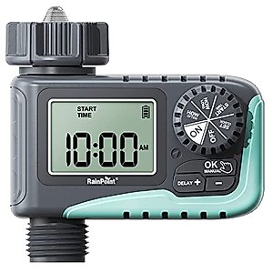 RAINPOINT Sprinkler Timer, Programmable Water Timer for Garden Hose, Outdoor Hose Timer with Rain Delay/Manual Watering System, Digital Irrigation Timer System for Yard, Lawns, 1 Outlet