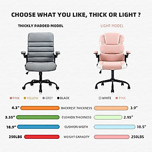 SEATZONE Home Office Desk Chair, High Back Ergonomic, Lumbar Support Computer Chairs with Wheels and Flip-up Armrest Adjustable, Backward Tilt, Gray