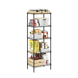 Furinno Wayar 5-Tier Metal Storage Shelf Rack, 17 x 12 x 48, Black