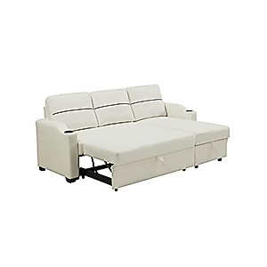 Convertible Sectional Sofa, Modern Linen 3-seat Sofas Reversible Couch with Storage Chaise L-Shaped Couch for Small Space, Living Room, Apartment, Office (Beige)