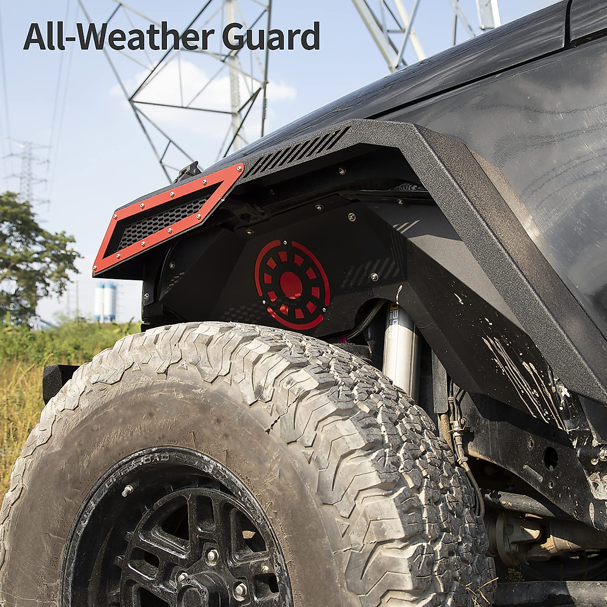 OEDRO Front Inner Fender Liners Compatible with 2007-2018 Jeep Wrangler JK & JKU Unlimited, Bolt-on Style Steel Fender Flares