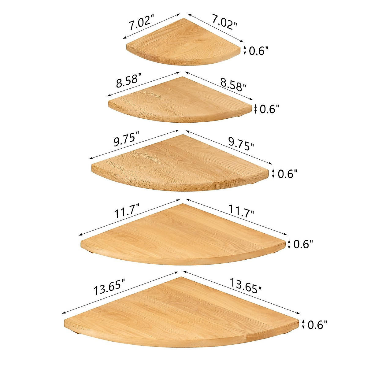 TRWISWDC Oak Corner Shelf 12 inches Natural Wood Floating Corner Shelves Round End Wall Mounted Display Shelf Corner Plant Stand for Bathroom Kitchen Bedroom Livingroom Floating Shelves