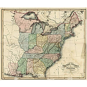1818 Map| United States of America| United States Map Size: 20 inches x 24 inches |Fit
