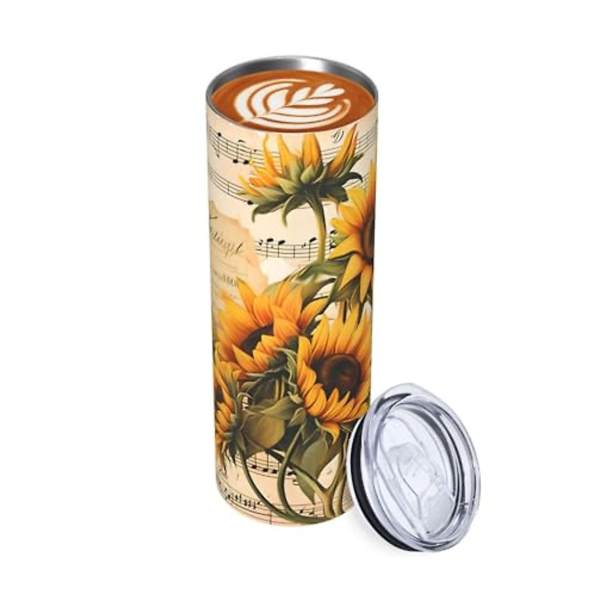 Tangopi Song Sunflower 20 oz Tumbler with Lid and Straw Insulated Travel Coffee Mug Reusable Spill Proof Coffee Cups Stainless Steel Water Bottle for Hot and Cold Drinks
