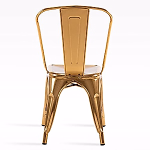 MFD LIVING 18 Inch Metal Dining Chair, Indoor Outdoor Patio Chair with Rustless, Stackable Chair for Restaurant Dining Room Chair Set of 4 (Gold)