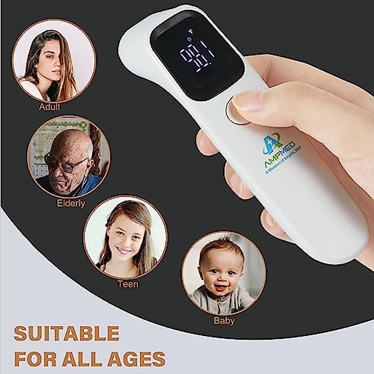 Amplim Non Contact/No Touch Forehead Thermometer for Adults, Kids, and Babies, Accurate Medical Grade Touchless Temporal Thermometer FSA HSA Approved, White
