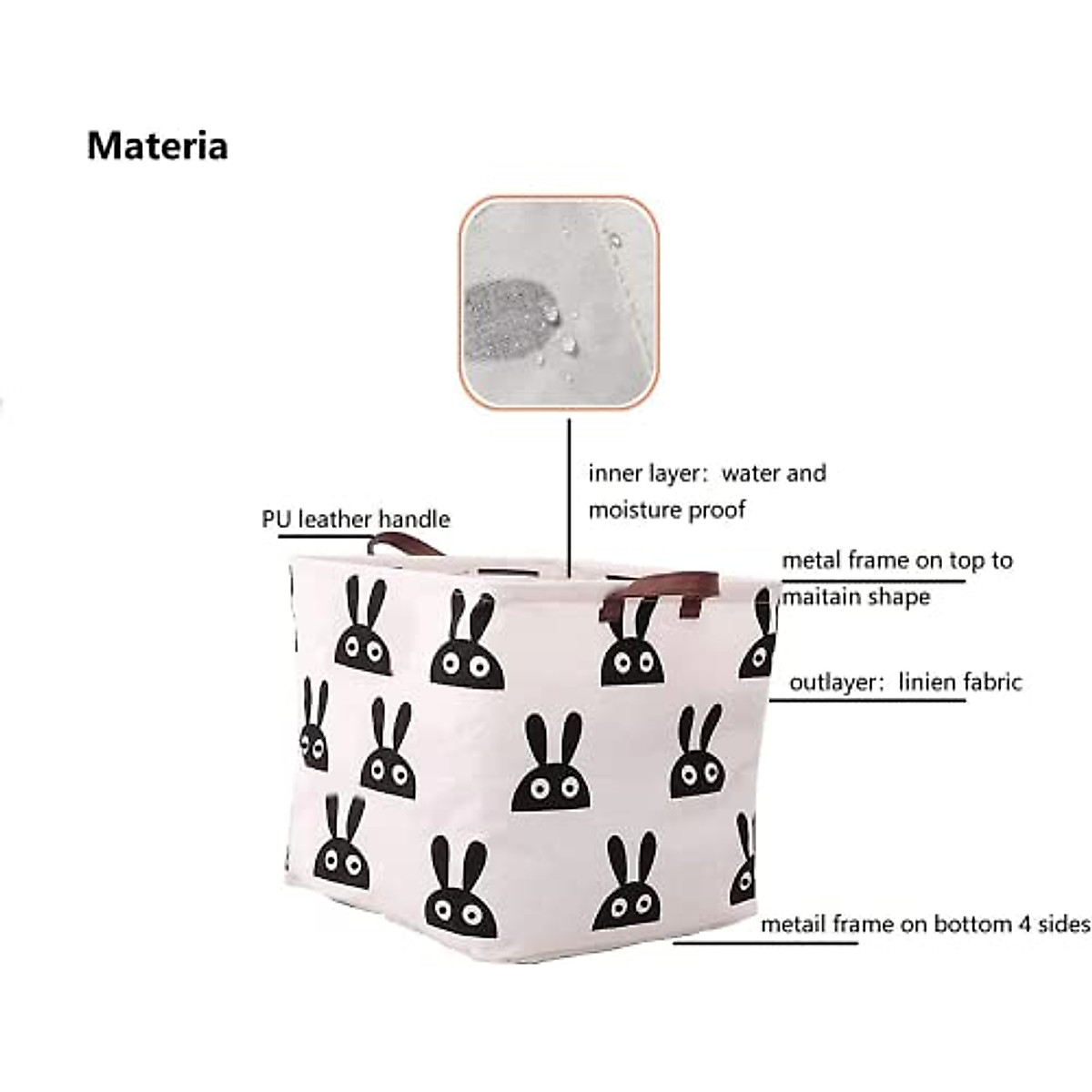 DIOB 13x13x13 Storage Cube Bins Water Proof Toy Storage Bins Foldable Closet Storage Baskets for Storage Organizer (3 BASKETS CUTE)