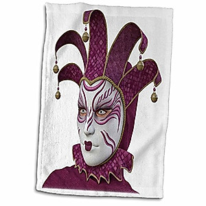 3D Rose Pink and Gold Mask Side View Hand Towel, 15" x 22", Multicolor