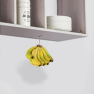 YQh Banana Hooks, Stainless Steel Hooks Under Cabinet Foldable for Banana or Other Lightweight Kitchen Items, Pre-Drilled Holes (Screws Available!), Keep Banana Fresh and Durable