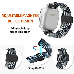 SimpleThings Braided Band Compatible with Cosmo JrTrack 3/Cosmo JrTrack 2 SE/Cosmo JrTrack 2/Cosmo JrTrack Smartwatch, 2Pack Stretchy Nylon Strap with Snap-on Clasp