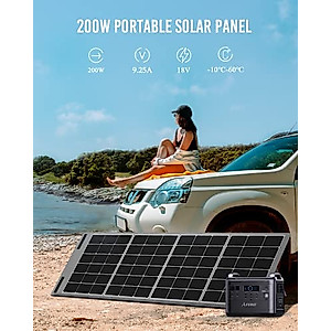 AFERIY Protable Solar Panels 200 Watt for Solar Generator with Kickstand, Foldable Mono Cell Solar Charger with USB DC Outputs for Phones Camera, (AF-S200)
