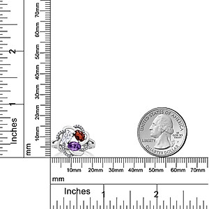 Gem Stone King 925 Sterling Silver Promise Customized and Personalized Build Your Own 3 Birthstone For He Engagement Flower Blossom Ring For Women (Size 9)