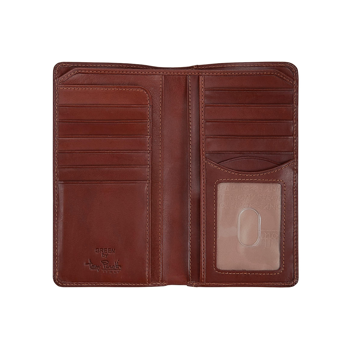 Tony Perotti Men's Leather Checkbook Long Wallets - Italian Bifold with Card Holders, Pockets, ID Window - Eco-Friendly Vegetable-Tanned Full Grain