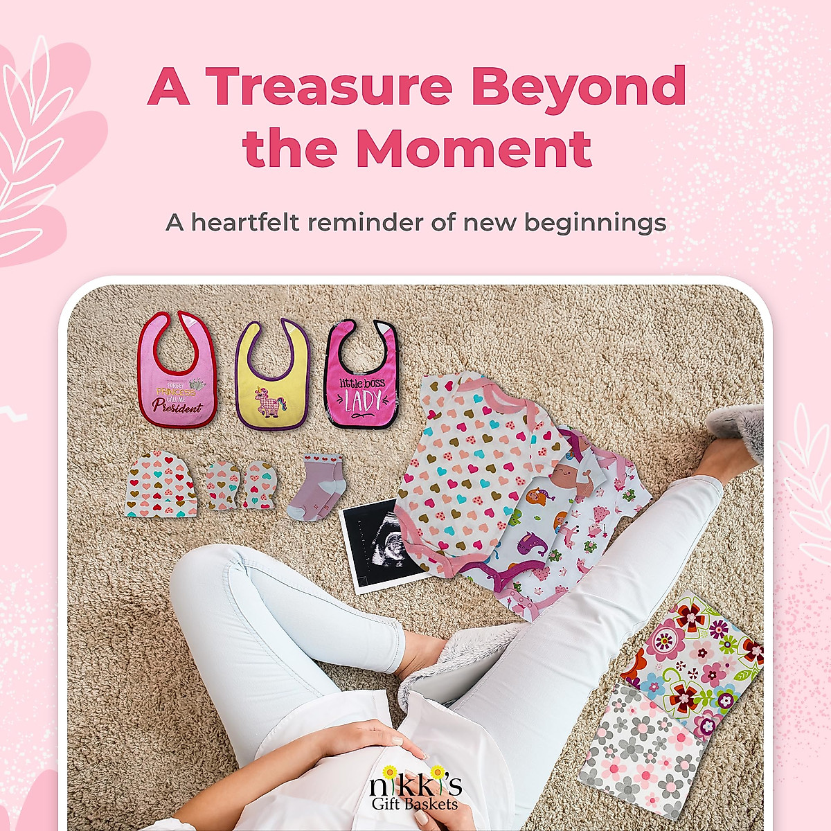 Deluxe Baby Blossom Clothing Bouquet | Newborn Baby Girl Gift Set | Baby Gift Basket for Expecting Moms | New Baby Gift Basket | Pink Baby Gift Set | Baby Girl Outfits | Nikki's Gift Baskets