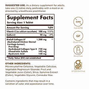 SOLGAR Collagen Hyaluronic Acid Complex - 30 Tablets, Pack of 2 - Non-GMO, Gluten Free, Dairy Free - 60 Total Servings
