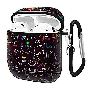Slim Form Fitted Printing Pattern Cover Case with Carabiner Compatible with AirPods 2 & AirPods 1 / Maths Formula Doodle