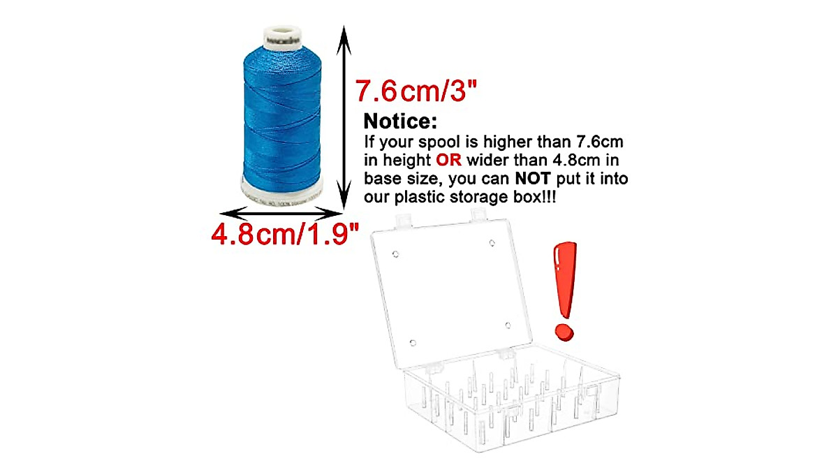 New brothread Pack of 2 Clear Storage Boxes for Thread Spools