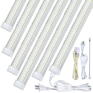 LEDTopTronic (6-Pack) LED Shop Light, 8FT 144W 14500LM 6000K, Cold White, V Shape, Clear Cover, Hight Output, Linkable Shop Lights, T8 LED Tube Lights, LED Shop Lights for Garage 8 Foot with Plug