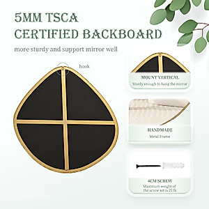 BIKARSOUL Irregular Wall Mirror Metal Gold Framed Wall Mirror for Living Room Bedroom Bathroom Entryway Wall Decor 31.5"*32" BKS002Gold