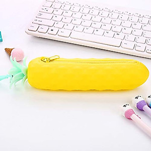 Pencil Pouch, Carrot Banana Fruit Silicone Pencil Case Storage Pen Bag Coin Purse Key Wallet - Eggplant