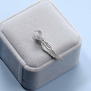 Yheakne Boho Angel Wing Cuff Earrings Silver Ring Cartilage Earrings with Dangle Wing Ear Cuffs Earrings Clip Wrap Earrings Helix Earrings Jewelry for Women and Girls