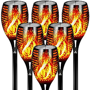 Otdair 96 LED Solar Lights Outdoor Upgraded 6 Pack, 43" Tall & Super Larger Size, Waterproof Solar Torch Light with Flickering Flame, 2200mAh Solar Tiki Torches Decoration Lights, for Path Yard Garden