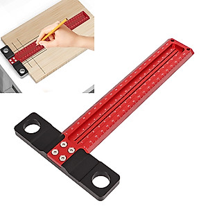 Woodworking Scriber T Square Ruler, Architects Ruler for Carpenter Work, Layout and Measuring, Aluminum Alloy Carpenter Square Ruler Clear Scale Scriber Tool for Woodworking