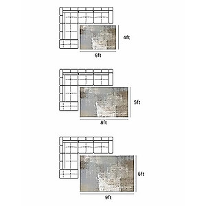 Brown Grey Oil Painting Outdoor Rug for Patio/Deck/Porch, Non-Slip Area Rug 5x8 Ft, Modern Geometric Abstract Aesthetics Indoor Outdoor Rugs Washable Area Rugs, Reversible Camping Rug Carpet Runner