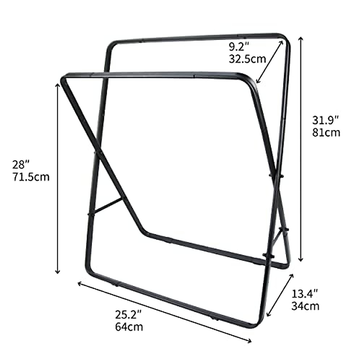 Qflushor Standing Towel Rack, 2-Tier Bathroom Towel Rack Stand Foldable, Outdoor Towel Rack Free Standing Metal for Bath Towel, Hand Towel, Blanket, Matte Black