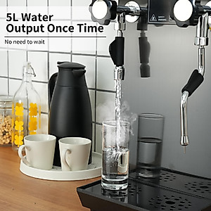 LesNau Commercial Milk Frother, Automatic Steam Boiling Water Machine 110V 2500W Electric Steam Milk Frothing Machine Espresso Coffee Milk Foam Machine Steamer with LED Display for Coffee Tea Shop