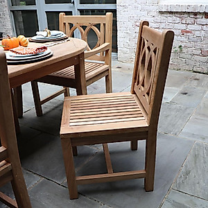 TITAN GREAT OUTDOORS Ash & Ember Grade A Teak Lismore Dining Chair, Weather Resistant Patio Dining Chair for Deck, Porch, or Backyard, Flat Bottom with Tightly Spaced Slat, Indoor Outdoor Use