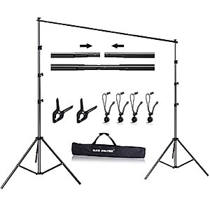 SLOW DOLPHIN 10x 8.5 ft Photo Backdrop Stand, Adjustable Photography Background Support System Stand for Photo Video Studio with Carrying Bag, Clips, Clamps