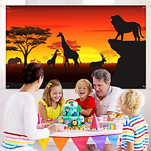 African Safari Theme Party Decorations, African Safari Backdrop Banner for African Safari Theme Supplies, Tropical African Forest Jungle Safari Scenic Background Photobooth Banner, 72.8 x 43.3 Inch