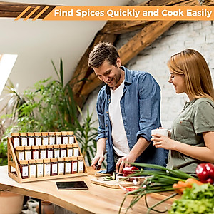 MNADSFKJ Bamboo Tiered Spice Rack for Countertop Spice Organizer for Pantry Spice Shelf Organizer for Cabinet Spices Rack