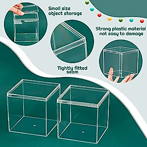8 Pieces Clear Acrylic Plastic Square Cube Jewelry Box Mini Storage Box Mini Square Containers with Lids Storage Candy Box for Candy Pill and Tiny Jewelry (3.3 x 3.3 x 3.3 Inch)