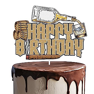 Whisky Happy Birthday Cake Topper Men Women Aged to Perfection Theme Party Cake Decoration 30th 40th 50th Birthday Party Supplies