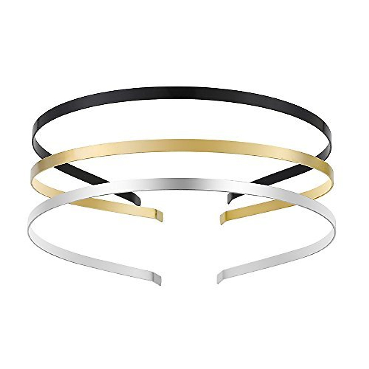 Womens Metal Headbands with 3 Colors Black Gold Silver Plated Hairband Head Bands Pack of 12