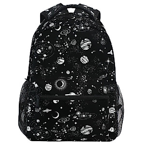 Wamika Space Galaxy Stars Kids Backpack Black Hole School Backpacks Boys Girls Daypack Book Bag