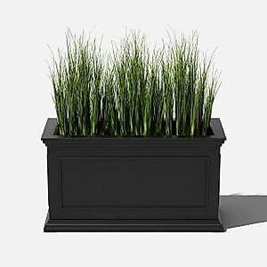 Veradek Brixton Series Large Plastic Planter - Black, Outdoor Patio/Balcony, All-Weather Resistant, Dimensions: 17.5"H x 16"W x 32"L, Classic Estate Design for Flowers, Trees, Shrubs
