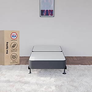 Greaton, 4-Inch Sturdy Box Spring for Mattress Support-Durable and Fully Assembled, Natural Wood Foundation for Twin XL, Black