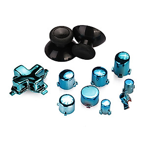 for Xbox One Elite Controller Full Button Kit Dpad RT LT RB LB ABXY Guide Trigger Bumper Buttons Set + T8 T6 Screwdrivers Crowbar (Blue)