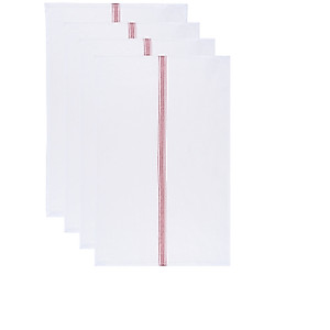 Now Designs Teatowel Set of Four, Brooklyn Stripe Poppy, Small