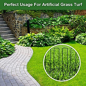 6 Inch Garden Stakes Galvanized Landscape Staples Green U-Type Turf Staples for Artificial Grass Rust Proof Sod Pins Stakes for Securing Yard Fences Weed Barrier Outdoor Wire Cords Tents Tarps 100 Pcs