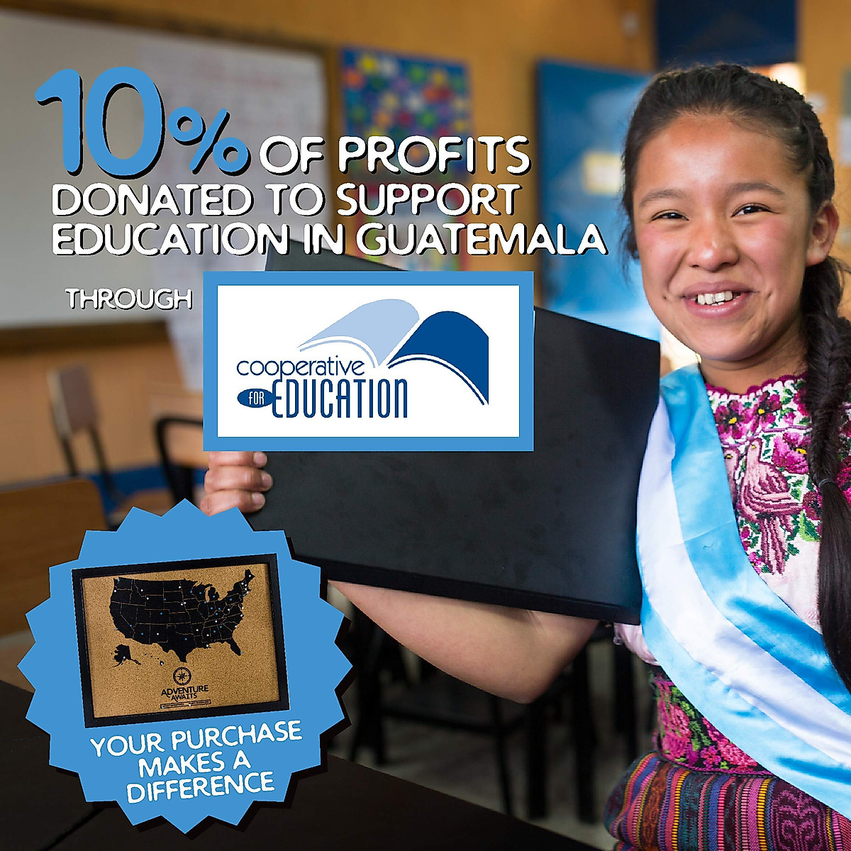 Art of Wanderlust Pushpin Bulletin Cork Board USA Wall Map and Pins | US Travel Tracker Map for Past and Future Bucket List Destinations | United States | 17 x 13 Inches | Black Frame